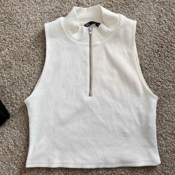 Zara | Tops | Zara Half Zip Crop Top | Poshmark